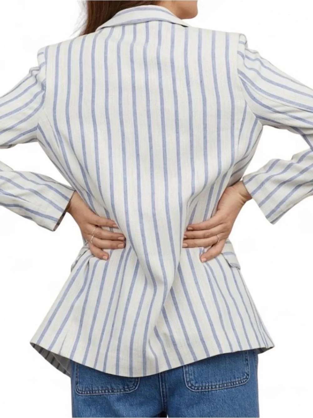 H&M | Jackets & Coats | Hm Blue And White Modern Nautical Striped ...